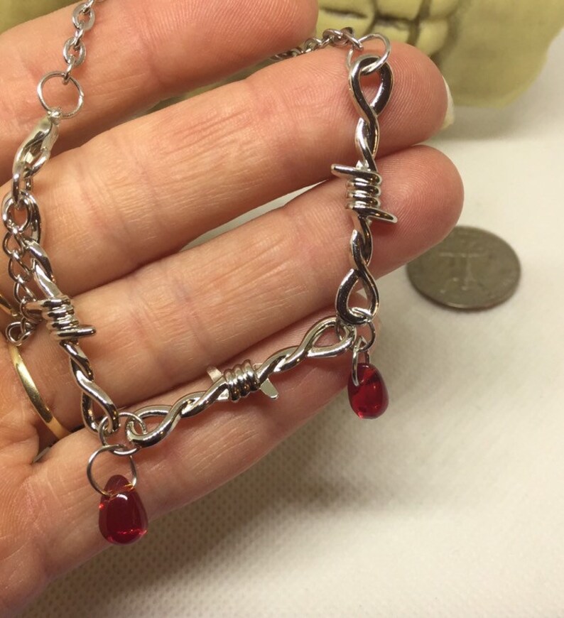 Barbed Wire Bracelet With Blood Drip Beads - Etsy