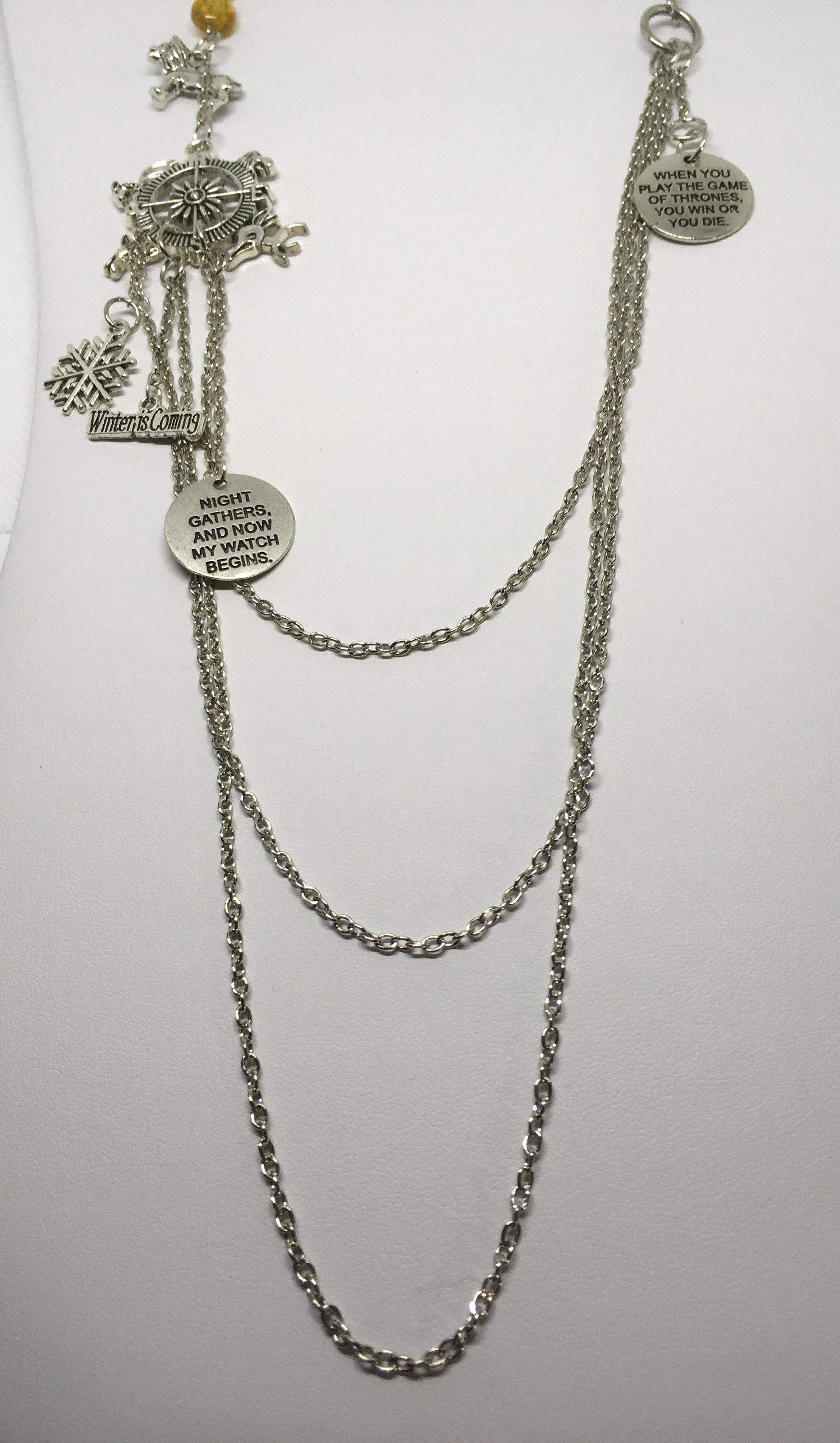 Game of Thrones Inspired Triple Chain Charm Necklace, Long Necklace - Etsy