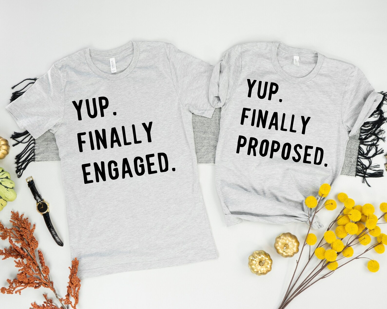 Yup! Finally Engaged T-shirt: Mister and Mrs Matching Shirts - Etsy