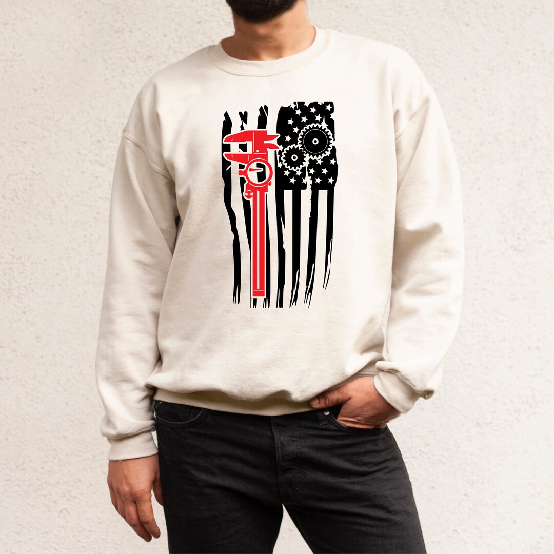 American Flag Machinist Tools Sweatshirt | Machinist Operator ...