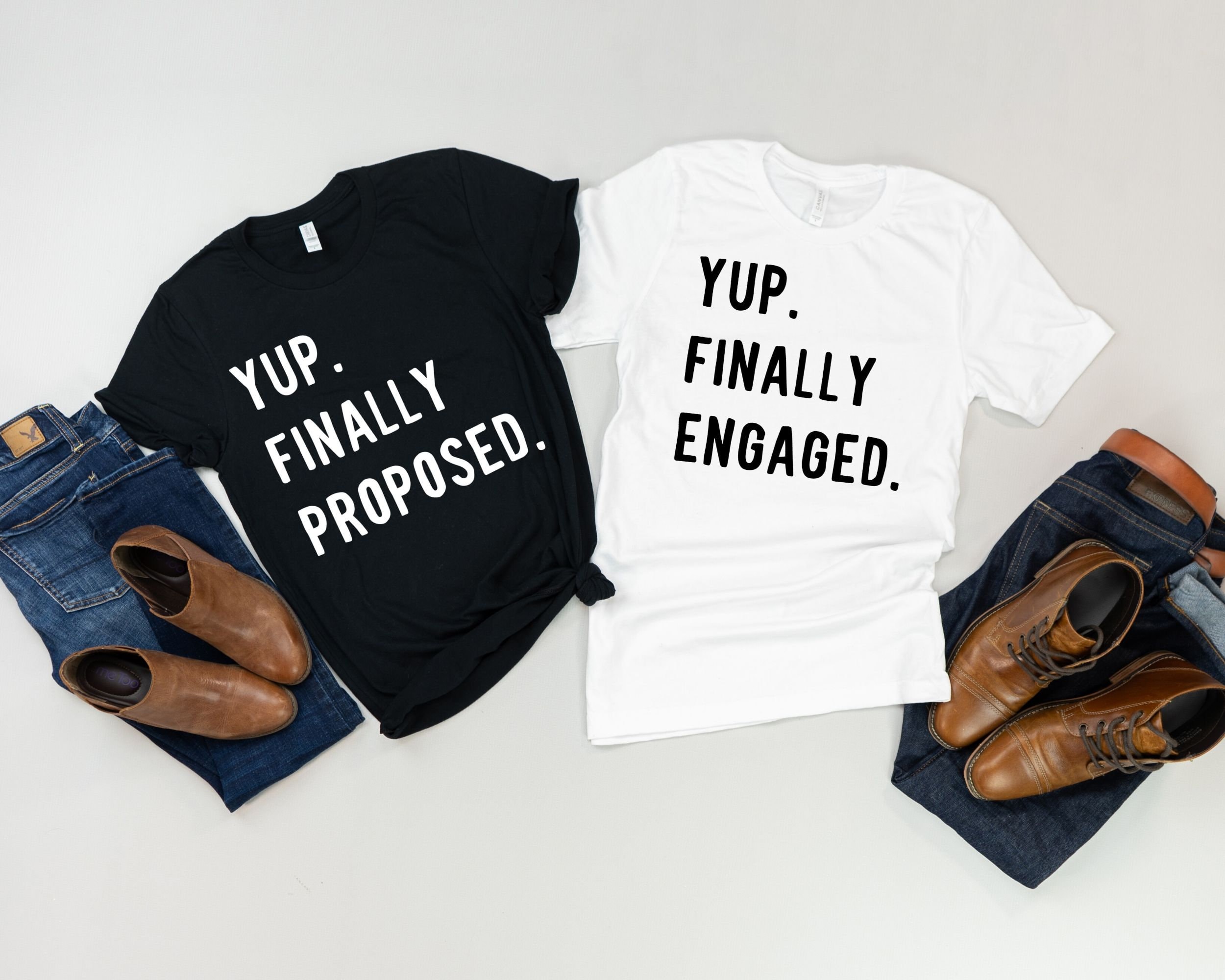 Yup! Finally Engaged T-shirt: Mister and Mrs Matching Shirts - Etsy