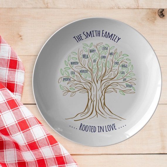 Personalized Family Tree Plate Custom Name Plate Birthday - Etsy