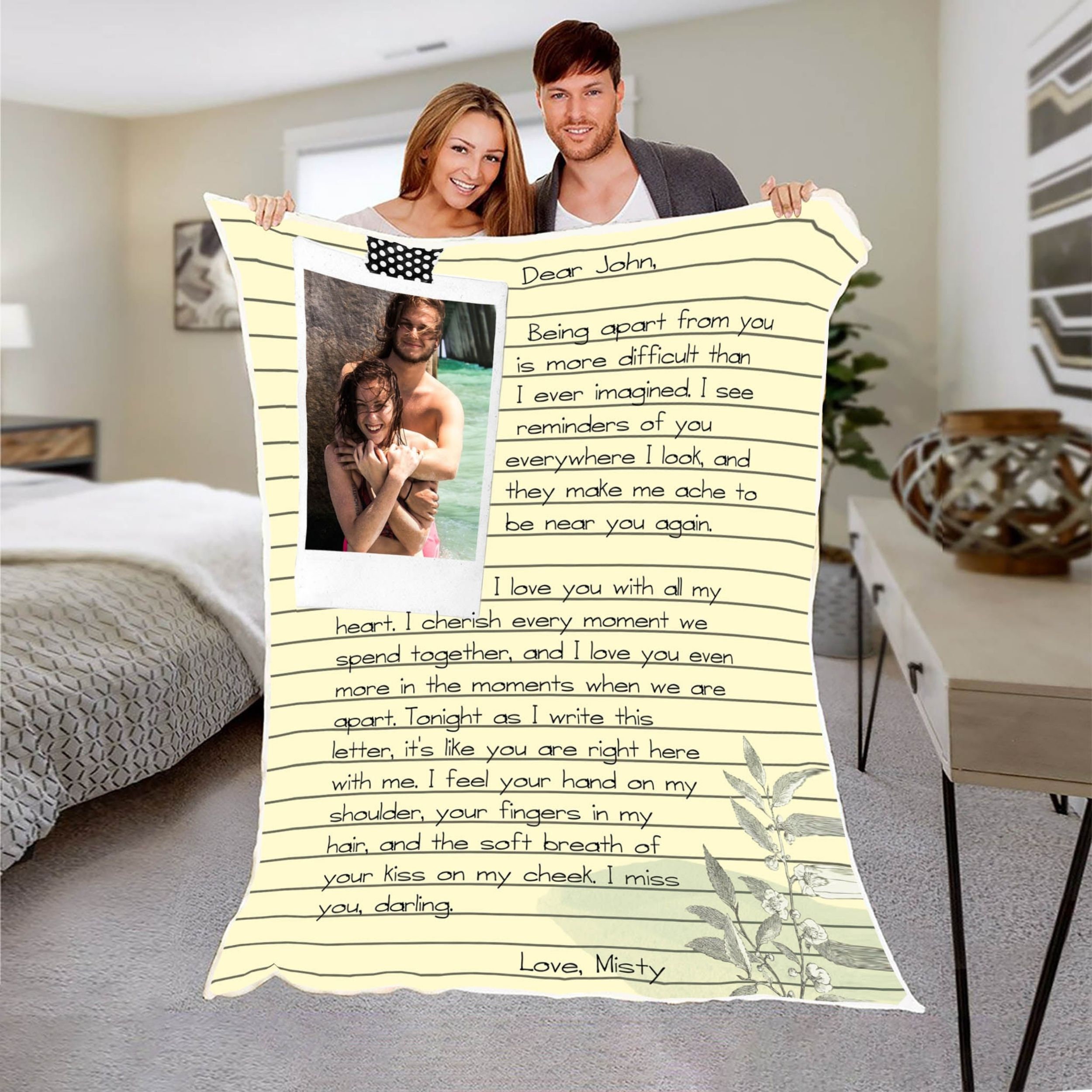 Romantic Gifts Personalized Blanket Couple Gift Letter - Etsy