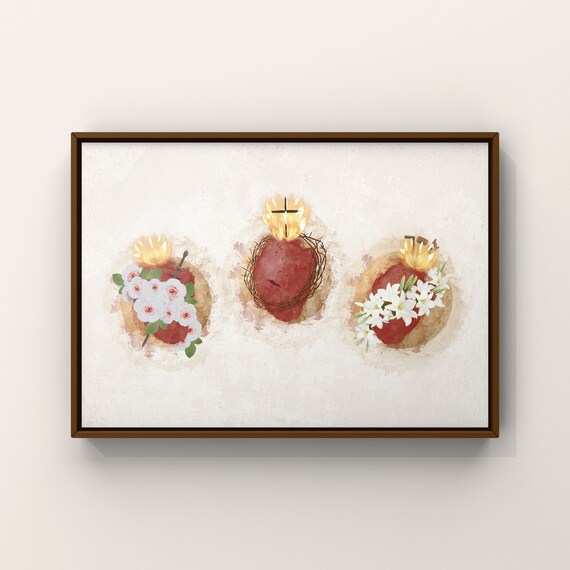 Three Hearts of the Holy Family Sacred Heart of Jesus - Etsy