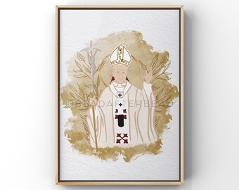 Saint John Paul II Stained Glass, Digital Art, Digital Print, Abstract ...