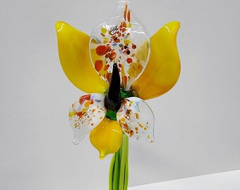 Murano Glass Flower With Twisted Stem, Vintage Murano Made in Italy ...