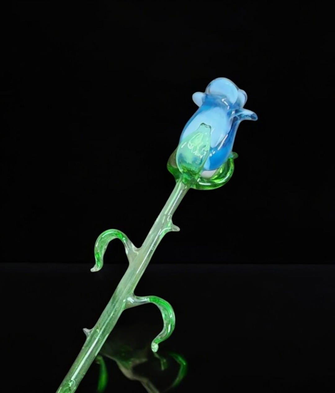 Light Blue Glass Rose, Handcrafted Glass Flower, Hand Made in Ukraine ...