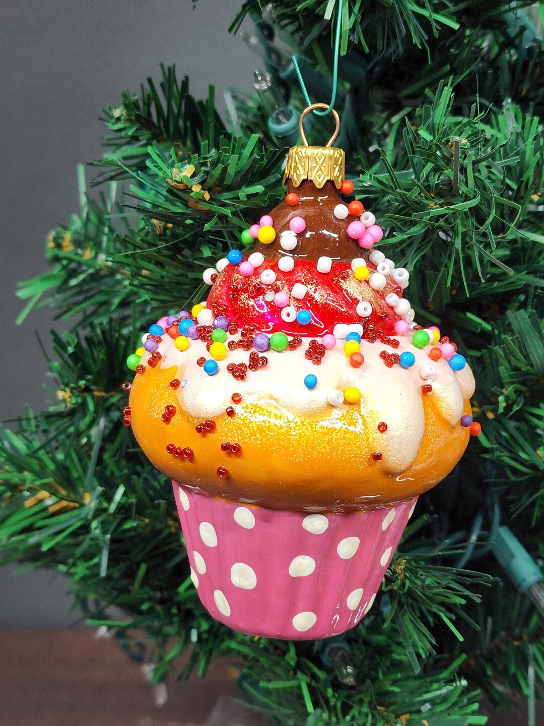 Blown Glass Cupcake Ornament Hand Made in Ukraine Hand Decorated Tree ...