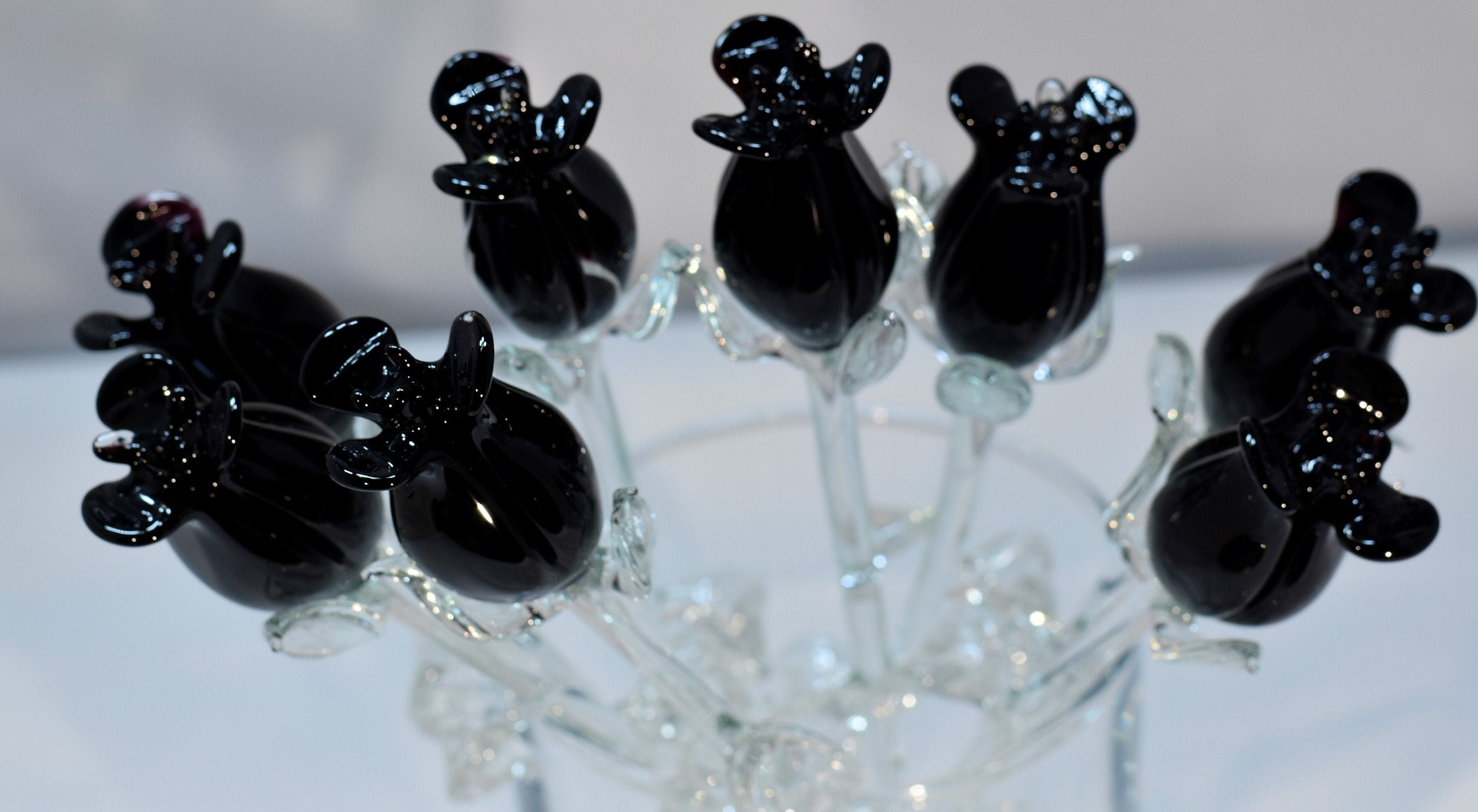 Long Stem Glass Rose Black Single Rose Handmade Flower | Etsy