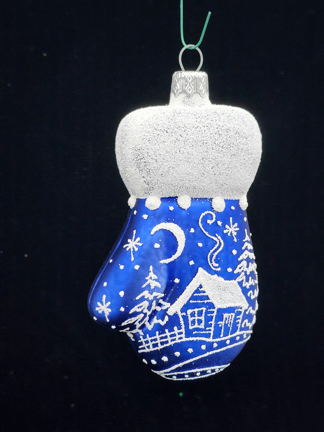 Hand Crafted Blue Mitten Glass Ornament, Handmade in Ukraine, Intricate ...