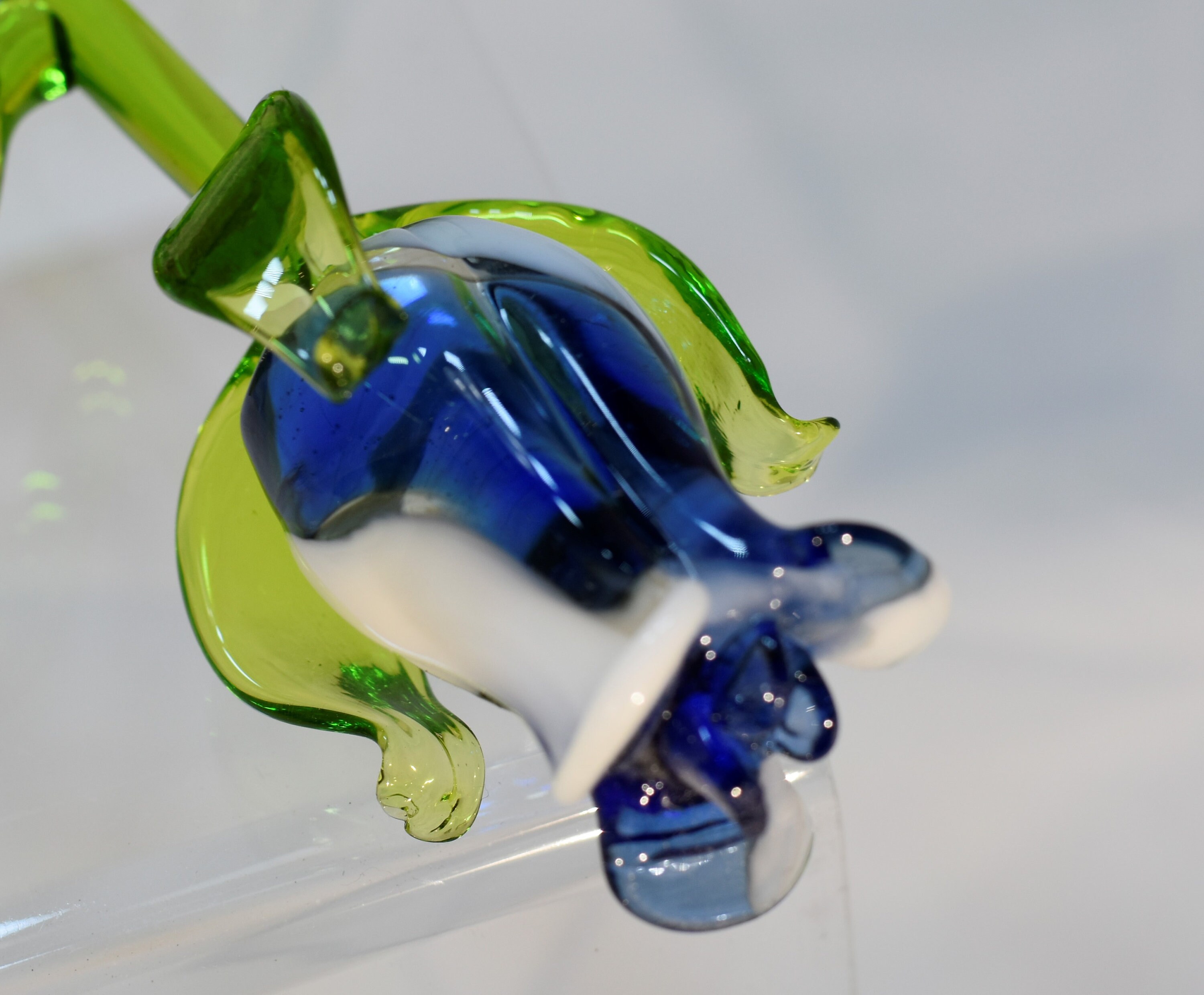 Long Stem Glass Rose Light Blue and White Single Rose - Etsy