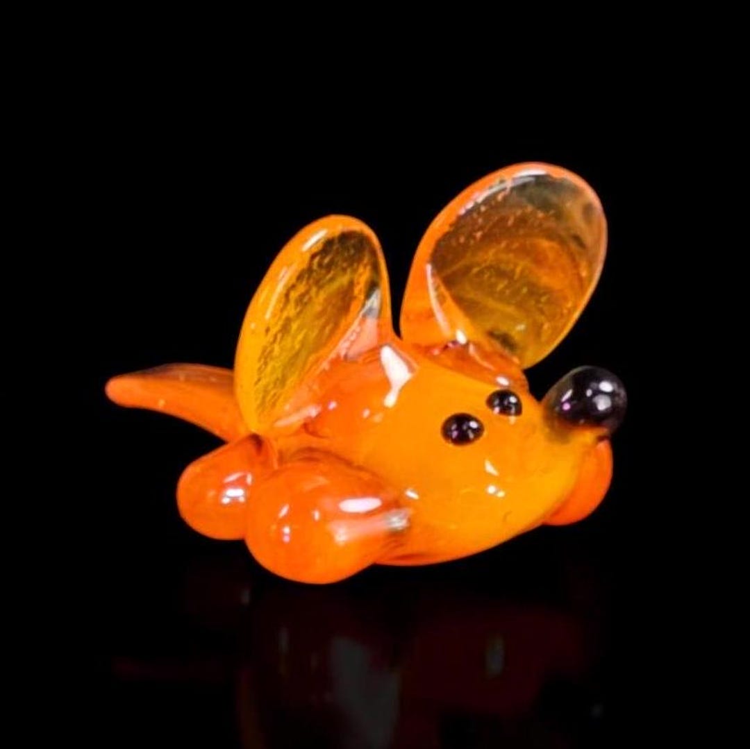 Orange Mouse Figurine, Mini Glass Murano Quality Lampworking Glass ...