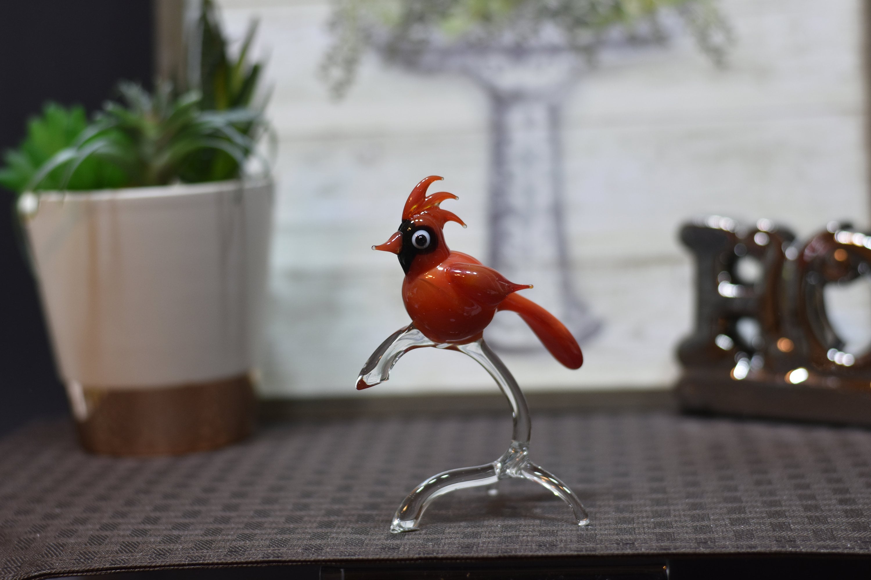 Glass Cardinal Figurine | Etsy
