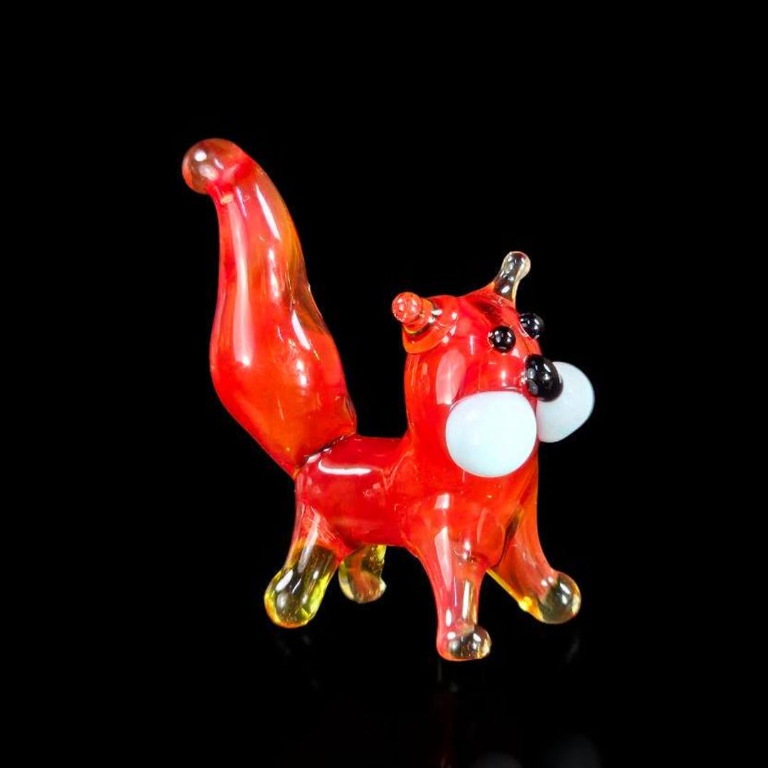 Red Cat Figurine, Mini Glass Murano Quality Lampworking Glass Figurine ...