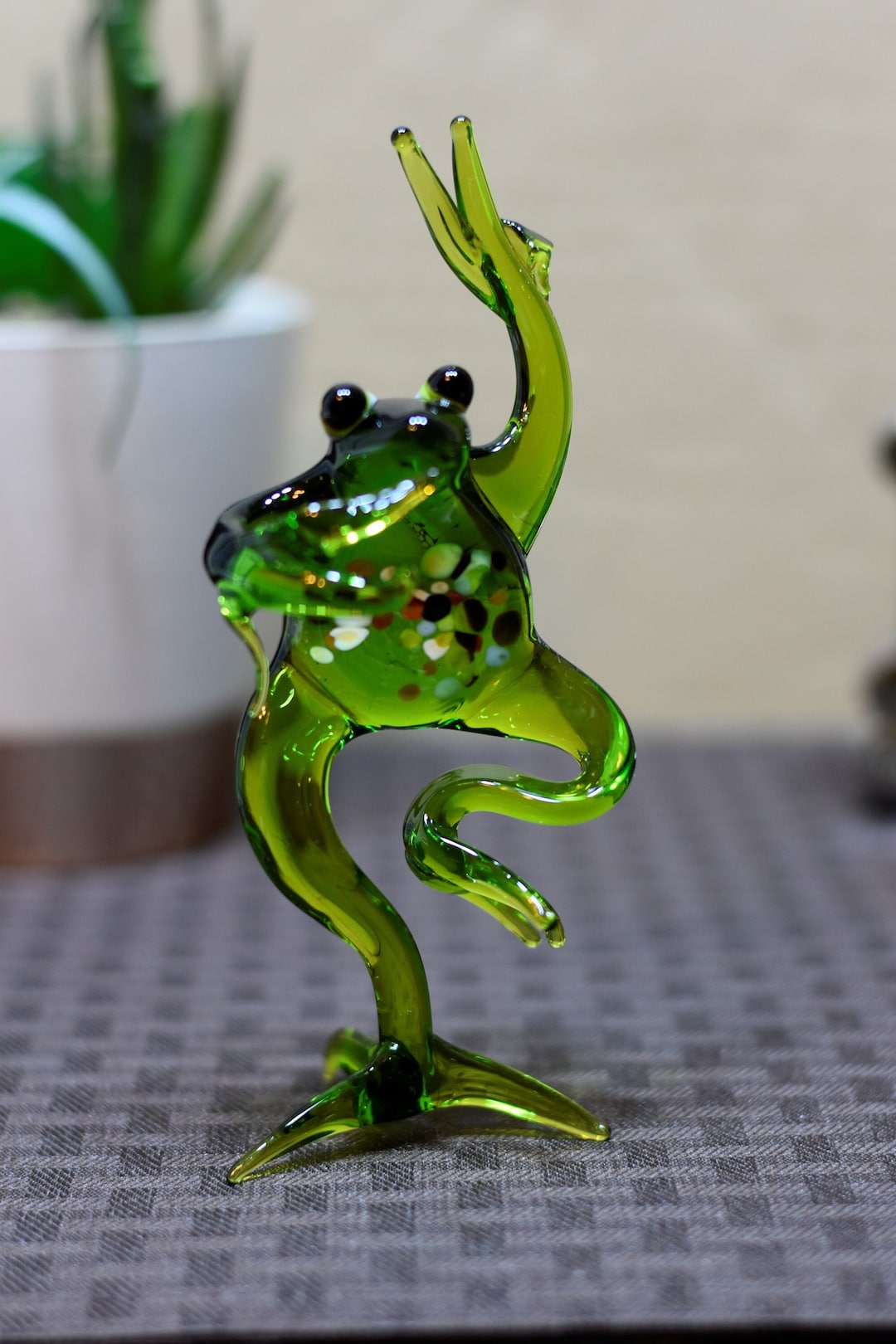 Glass Frog Figurine Hand Made Real Glass Lampworking Technique Peace ...