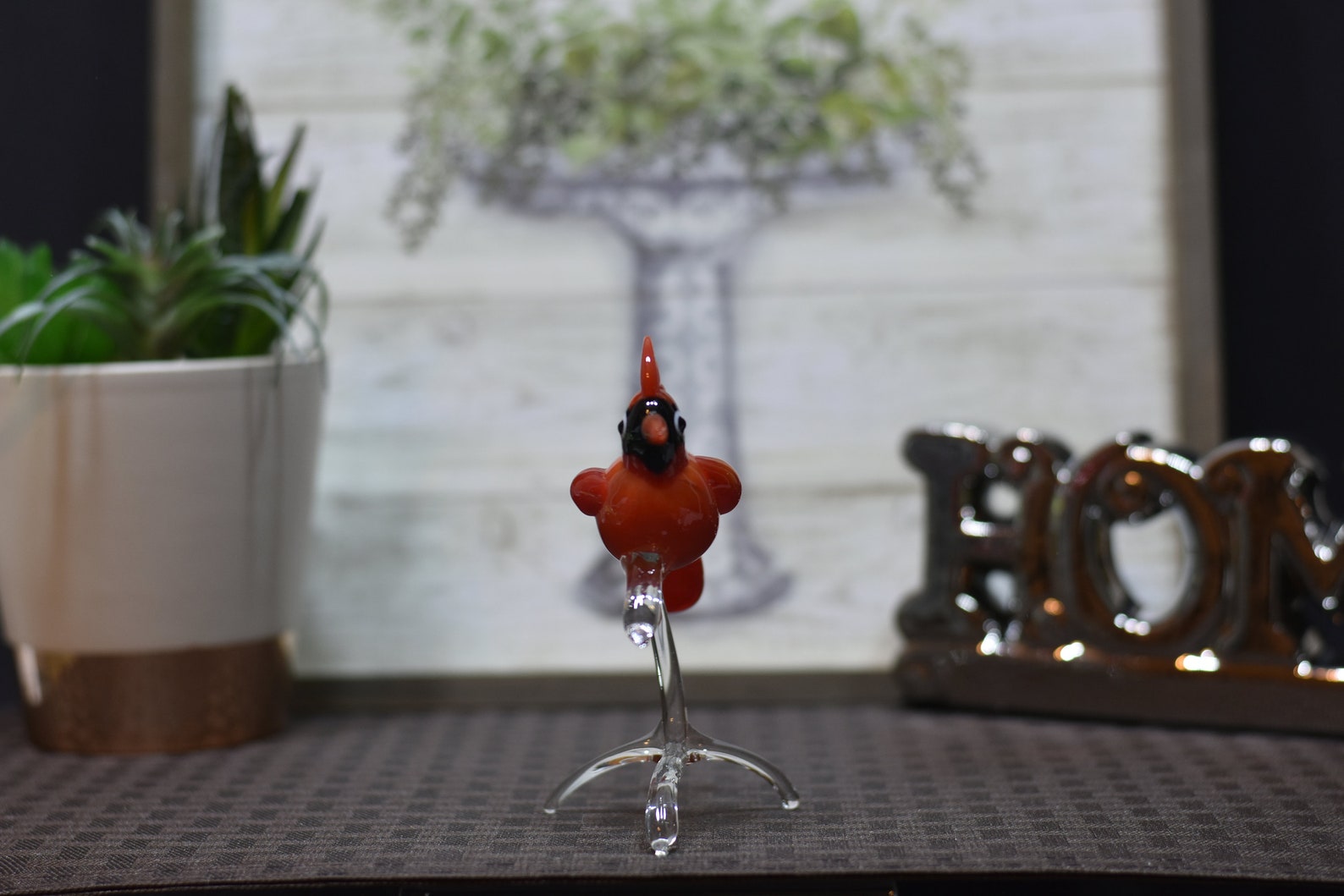 Glass Cardinal Figurine | Etsy