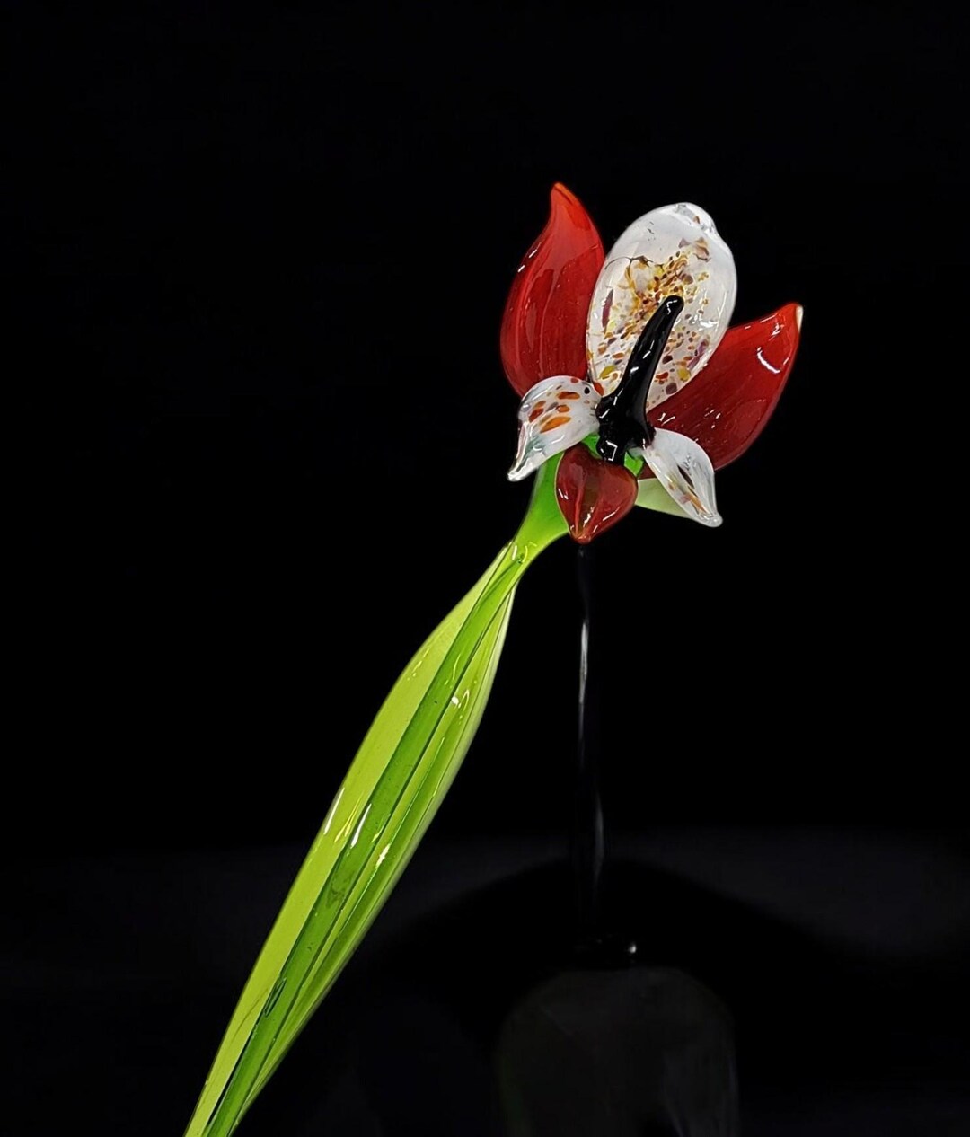 Red Glass Orchid Hand Made in Ukraine Murano Quality Lampworking Technique Red Orchid Hand Made ...