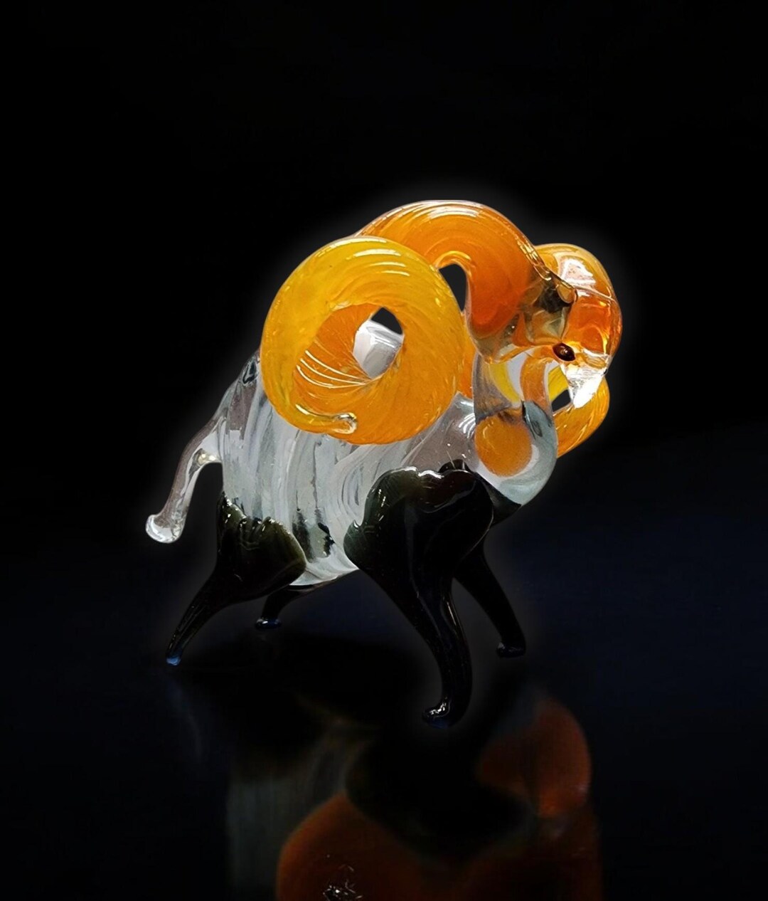 Glass Ram Figurine, Collectible Glass Ram, Murano Quality Gift at A ...