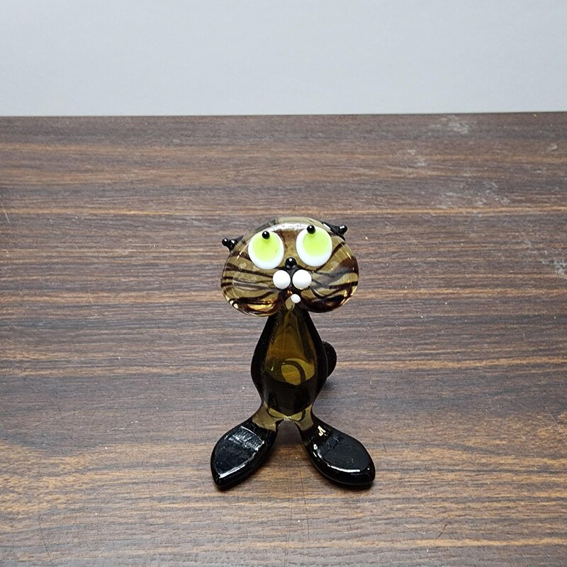 Glass Cat Figurine - Etsy