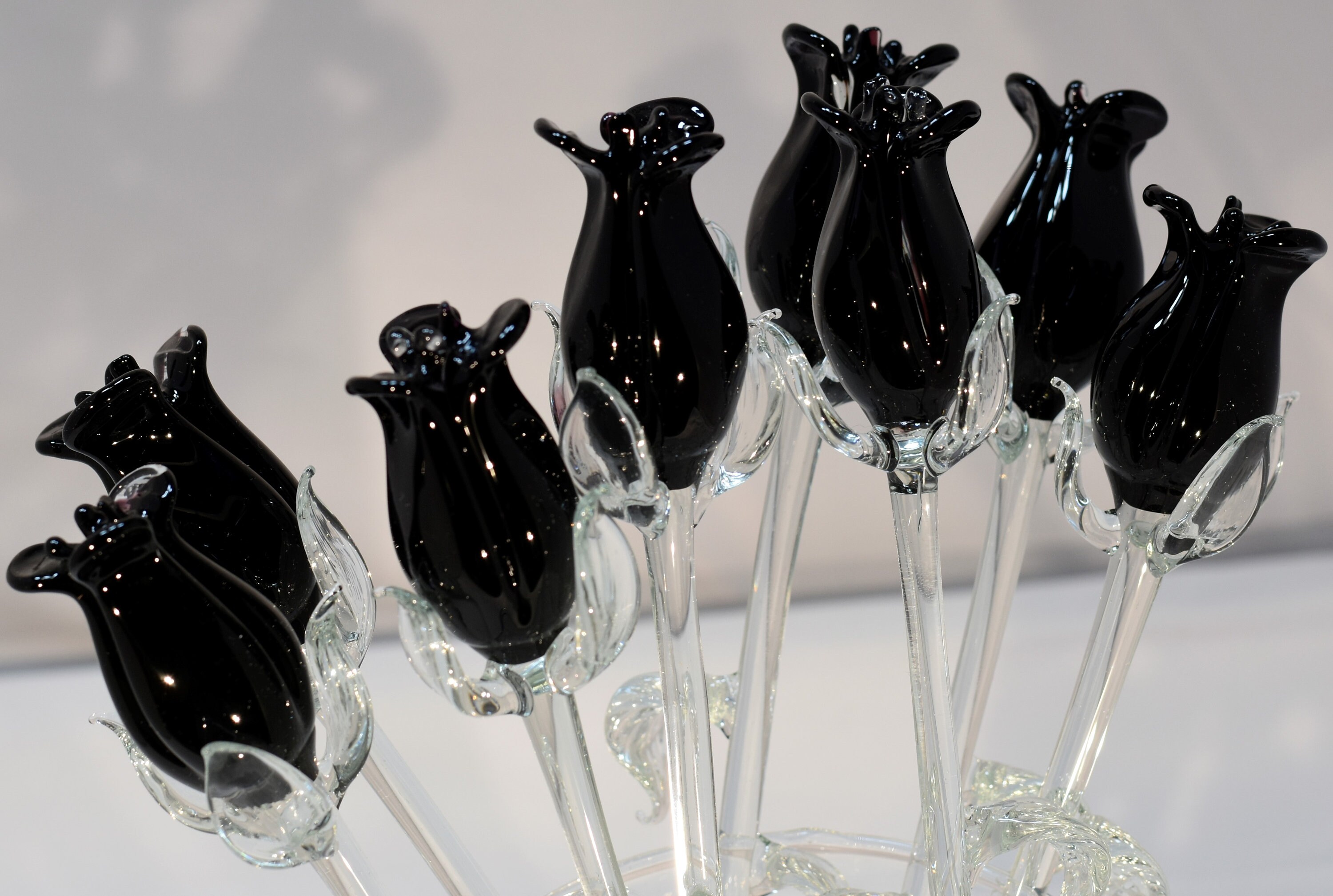 Long Stem Glass Rose Black Single Rose Handmade Flower | Etsy