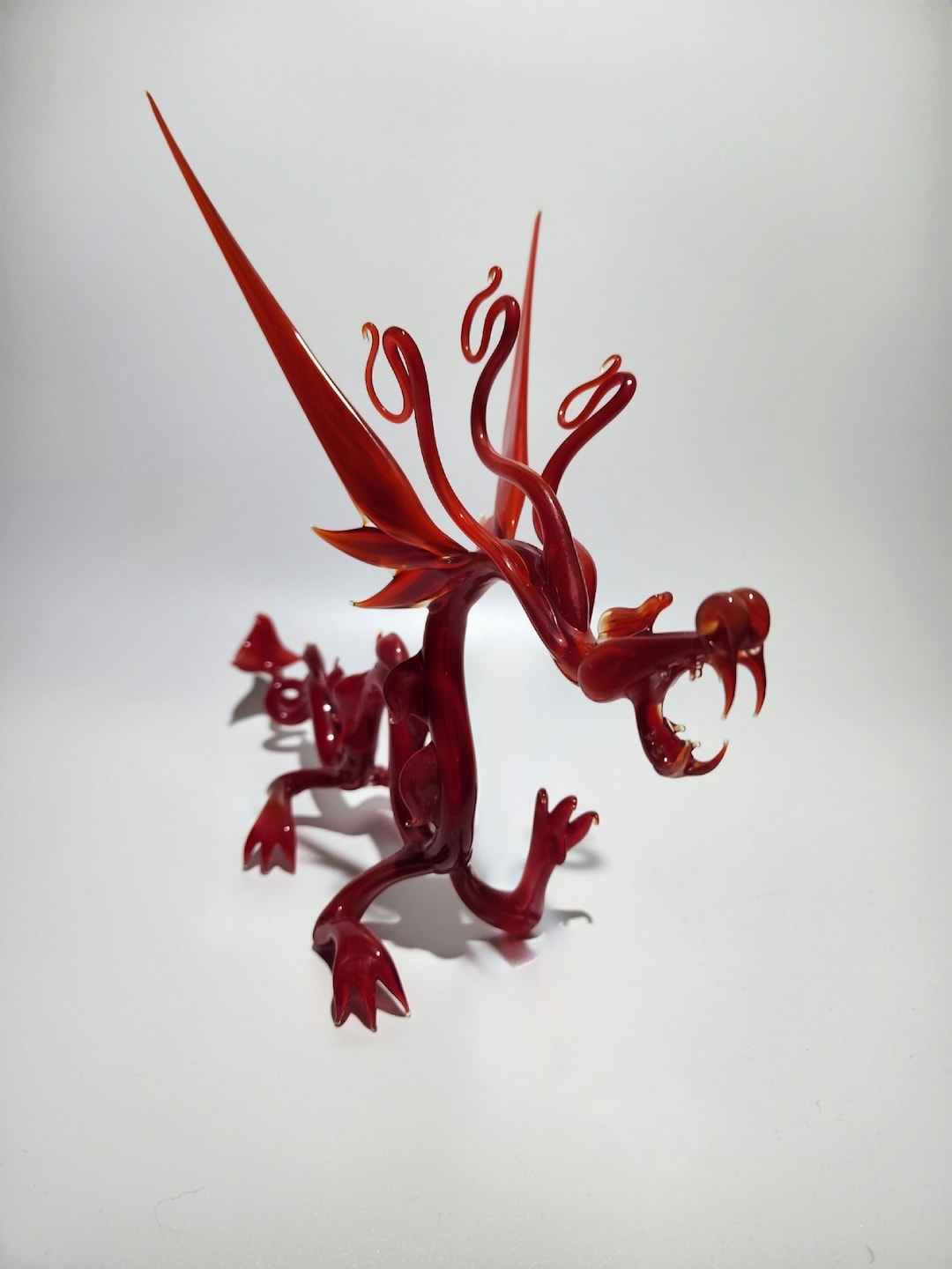 Large Red Glass Dragon Figurine Hand Made in Ukraine Using Traditional ...
