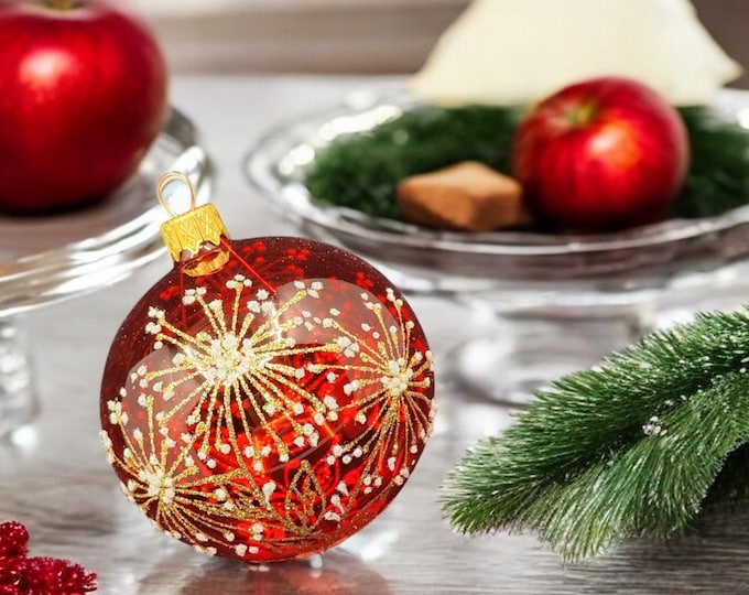 Red Blown Glass Ornament - Dandelion - Fireworks - Red Ornament - Hand ...