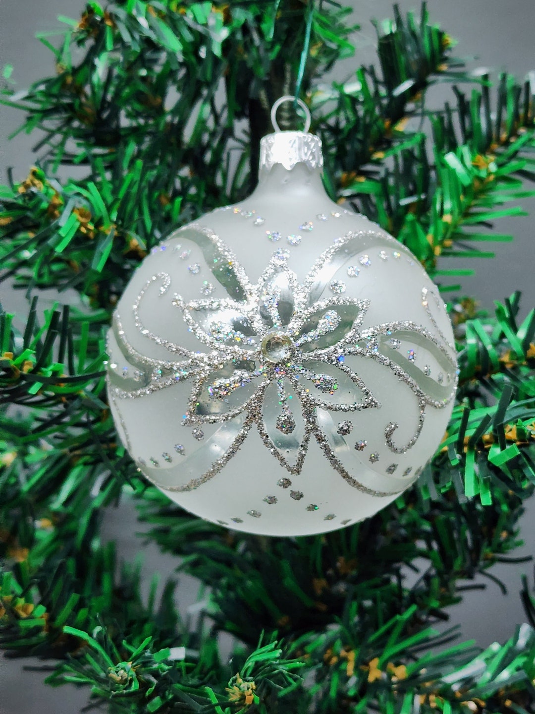 Blown Glass Ornament Modern Design Frosted Glass Ornament Hand Made in ...