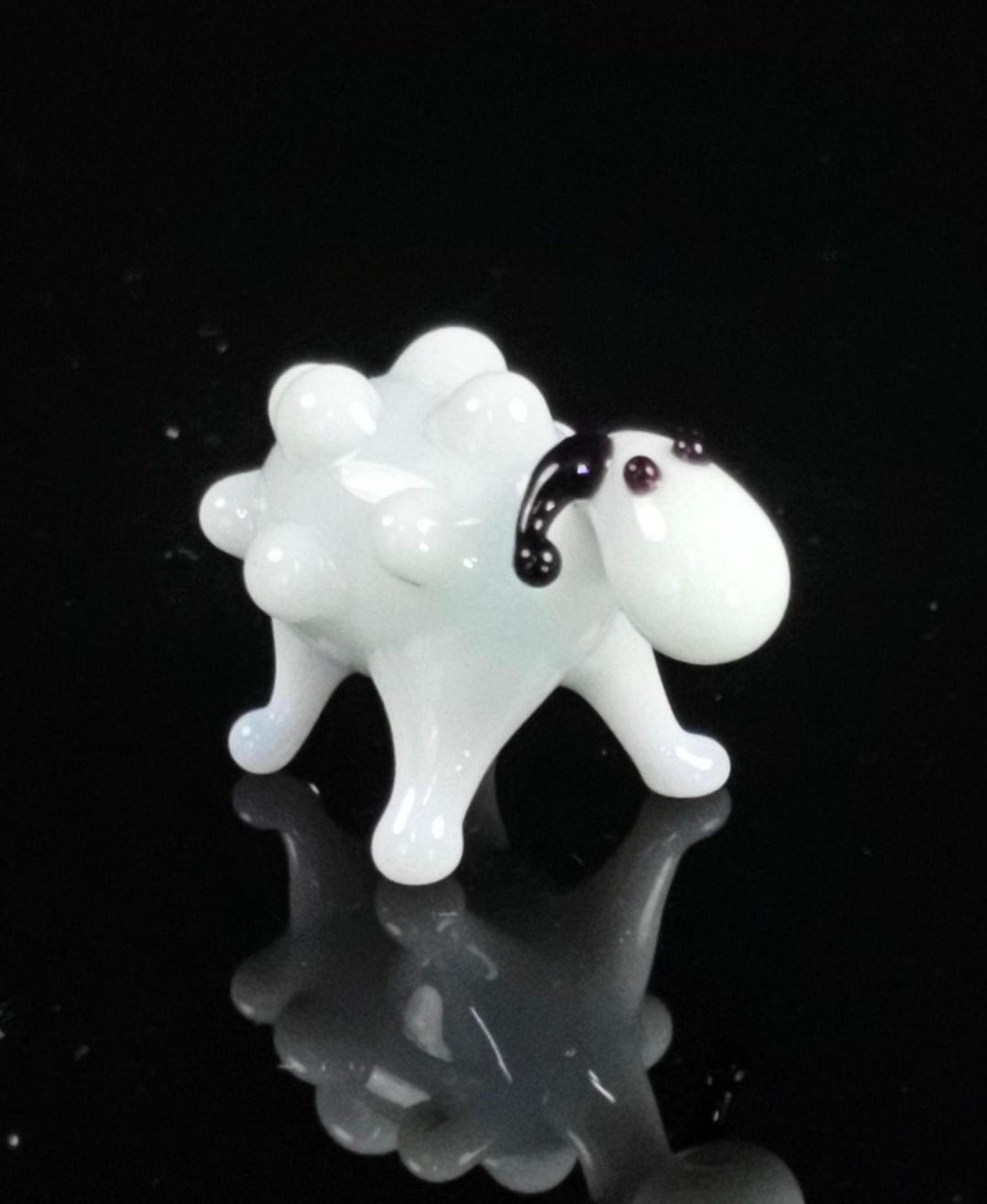 White Sheep Figurine, Mini Glass Murano Quality Lampworking Glass ...