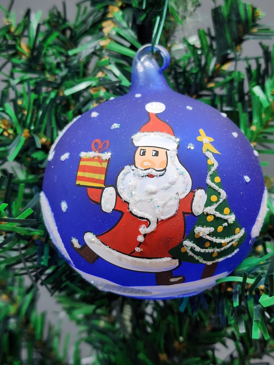 Blown Glass Ornament Santa Claus Hand Made in Ukraine Hand Painted ...