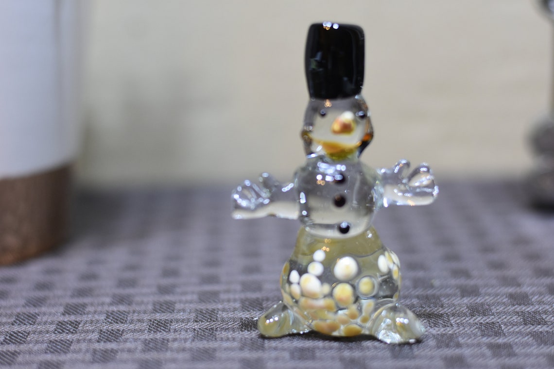 Glass Snowman Figurine | Etsy