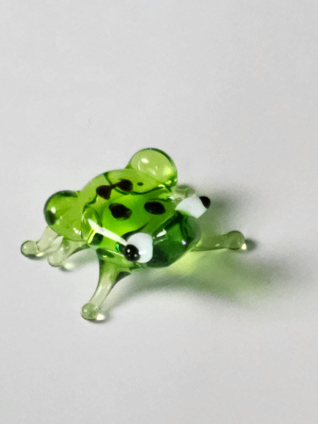 Mini Glass Frog Figurine, Green Frog, Murano Quality Lampworking Glass ...