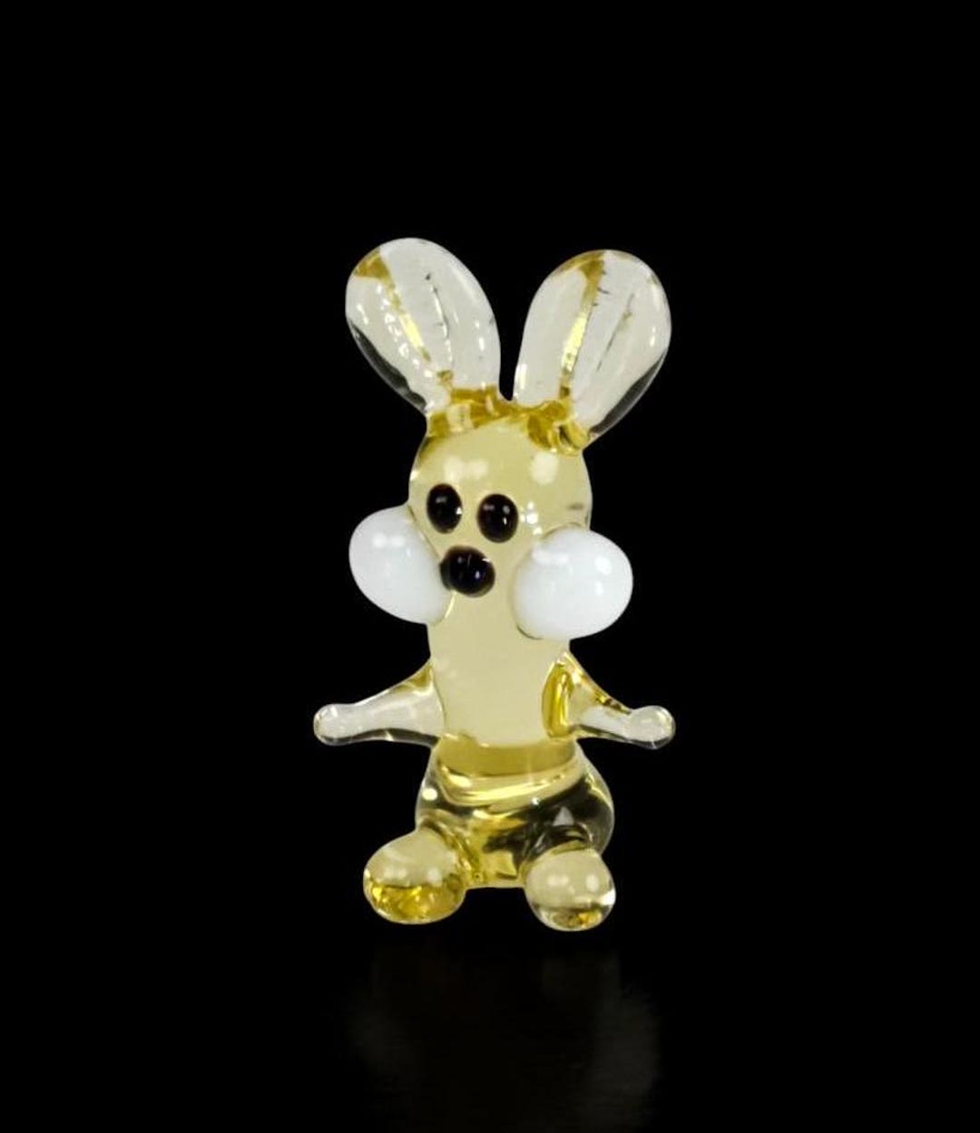 Amber Rabbit Figurine, Mini Glass Murano Quality Lampworking Glass ...