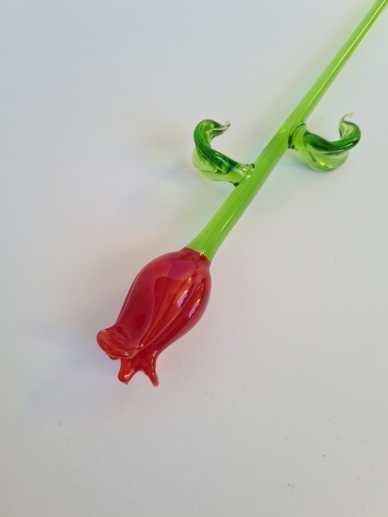 Glass Rose Red Glass Rose Hand Made Glass Lampworking - Etsy