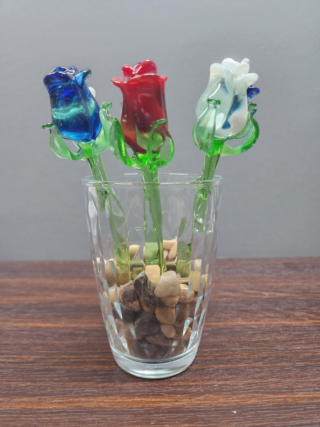 Hand Made Rose Bouquet Red, White & Blue Roses, American Bouquet Hand ...