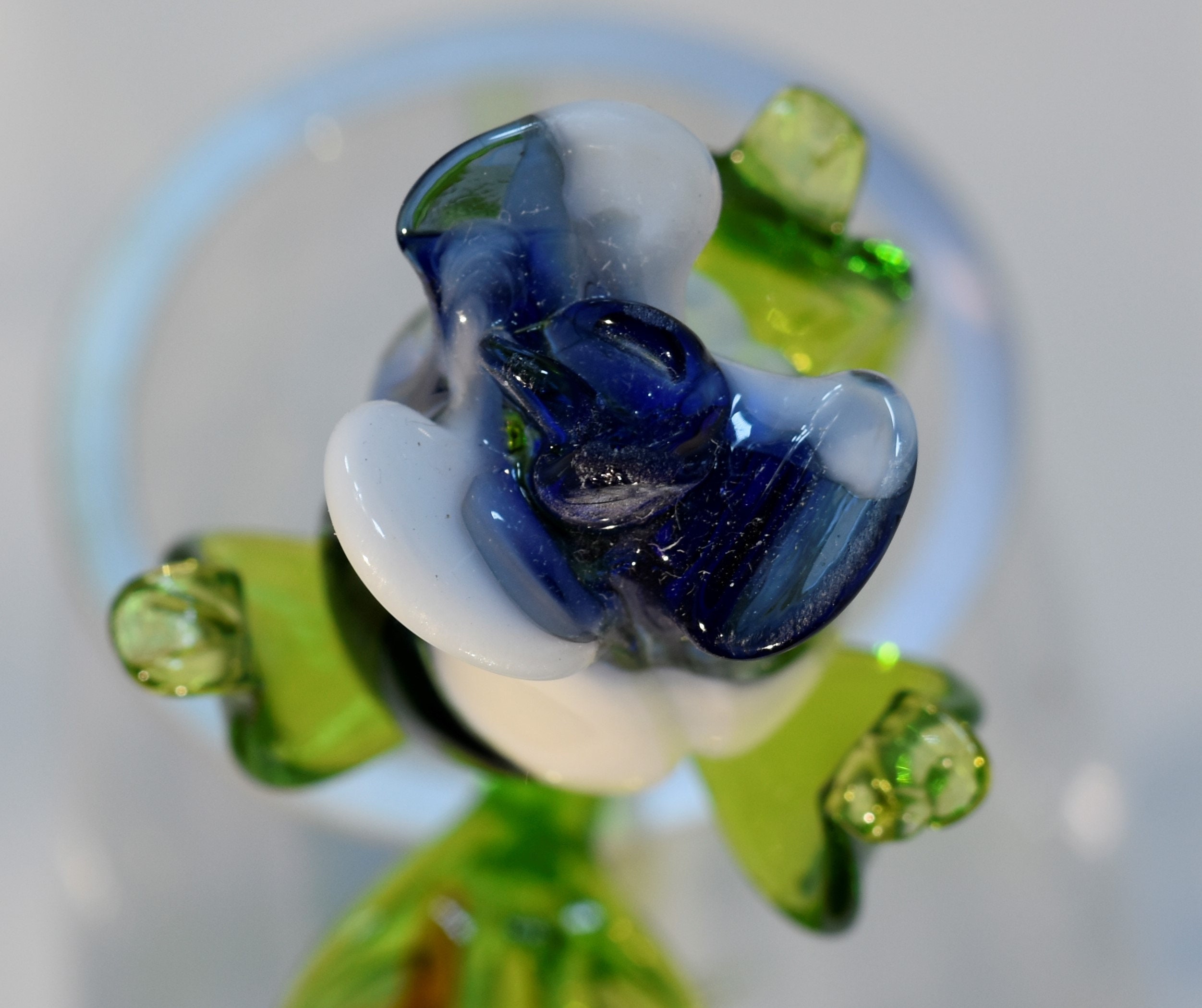 Long Stem Glass Rose Light Blue and White Single Rose - Etsy