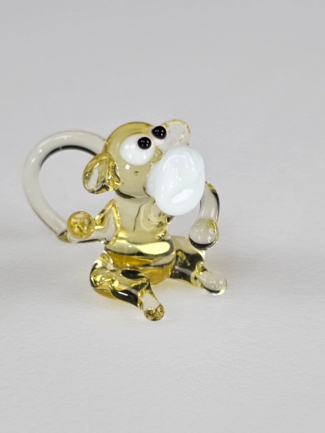 Mini Glass Monkey Figurine, Amber Monkey, Murano Quality Lampworking ...
