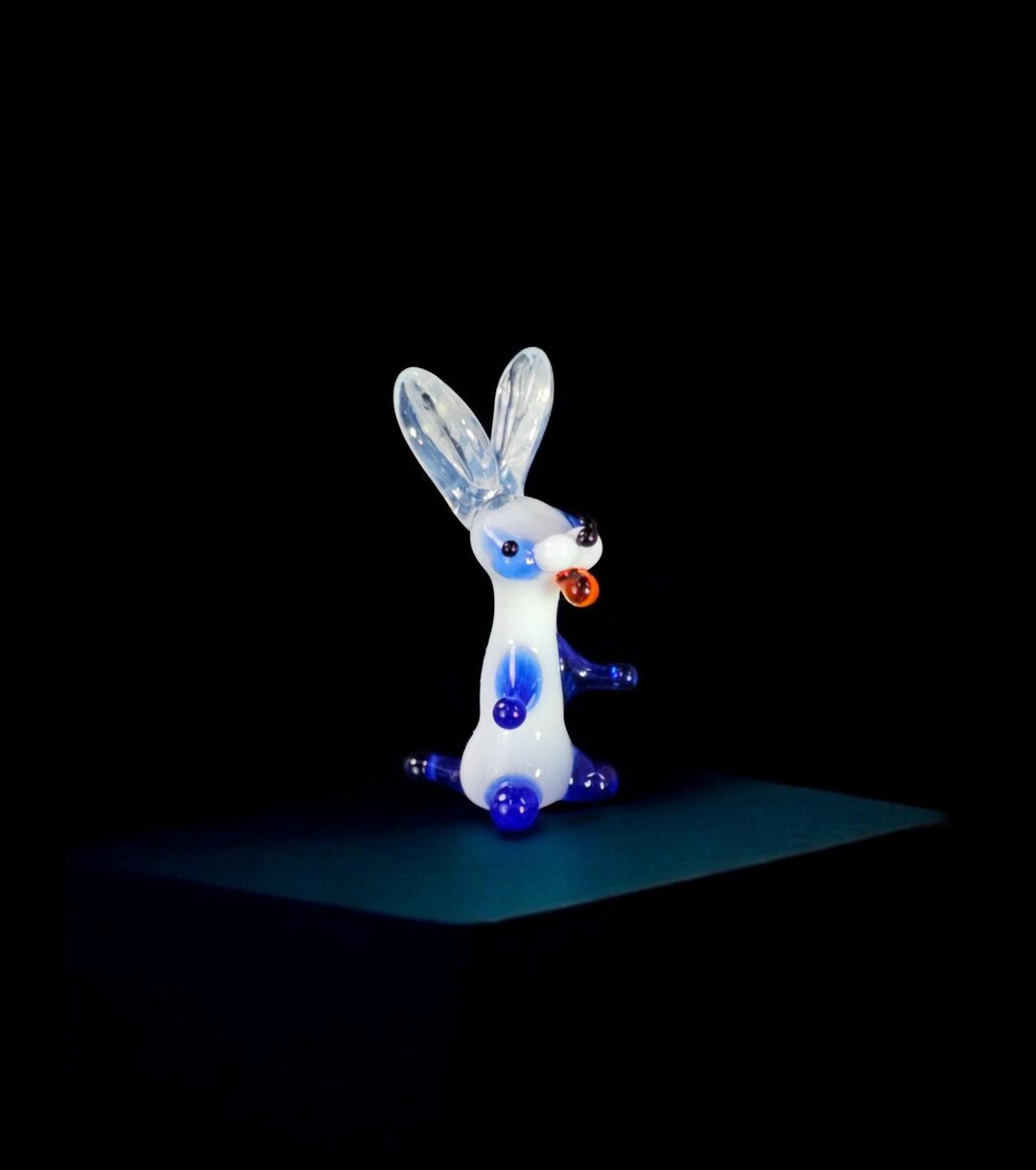 Mini Glass Rabbit Figurine, White Bunny, Murano Quality Lampworking ...
