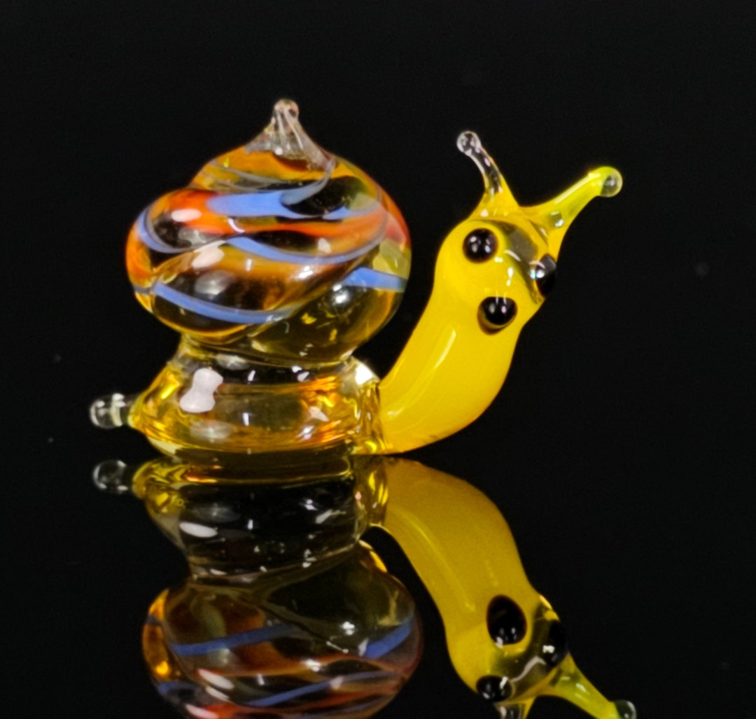 Mini Glass Snail Figurine, Amber Snail, Murano Quality Lampworking ...