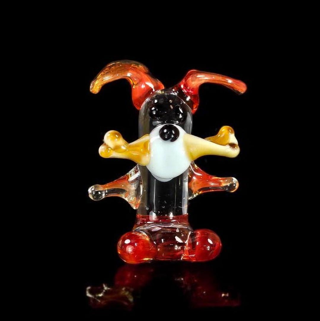 Red Dog N Bone Figurine, Mini Glass Murano Quality Lampworking Glass ...