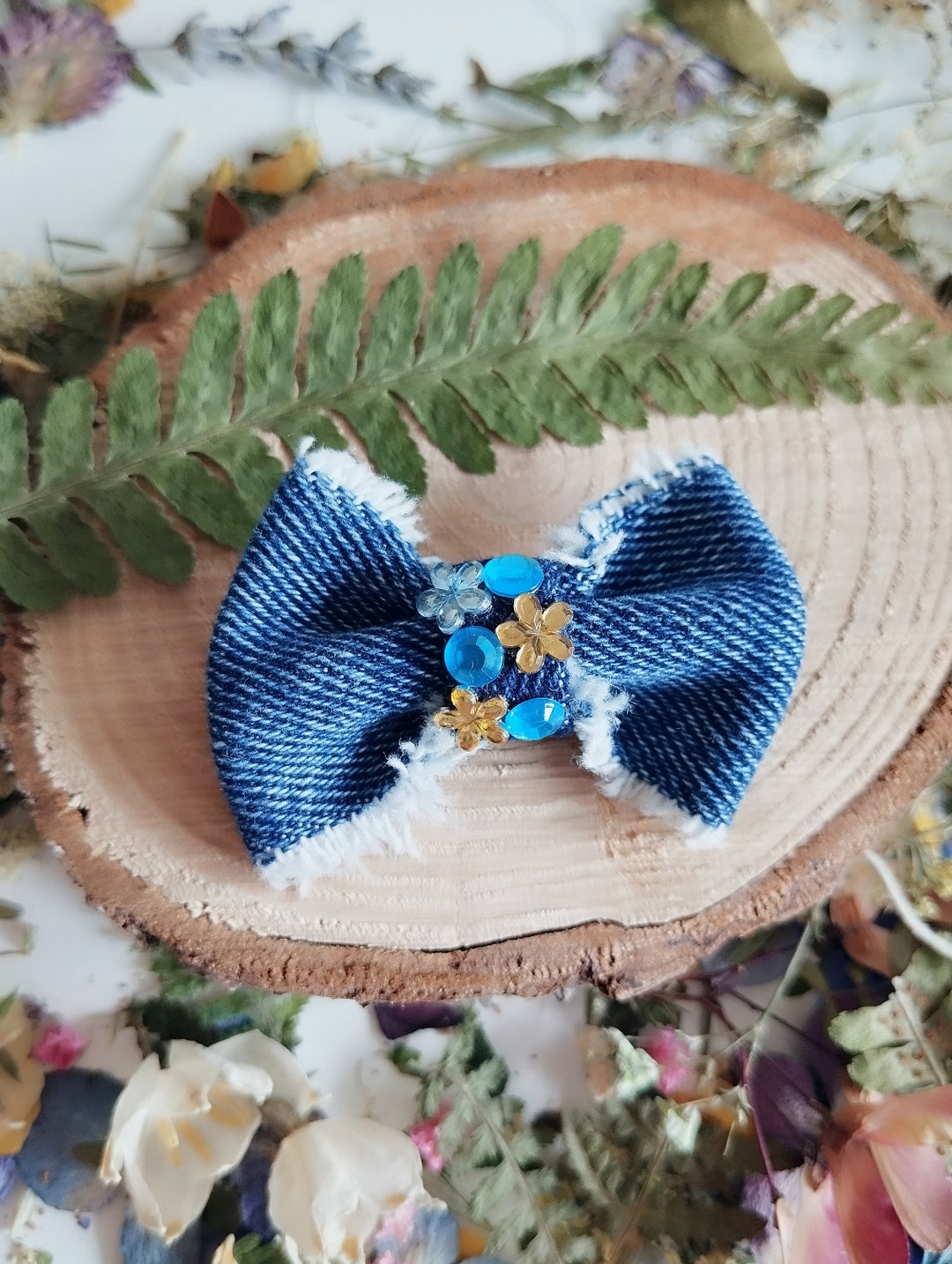 Upcycled Denim Dog Grooming Bows, Dog Bows, Dog Hair Bow, Pet Bow, Hair ...