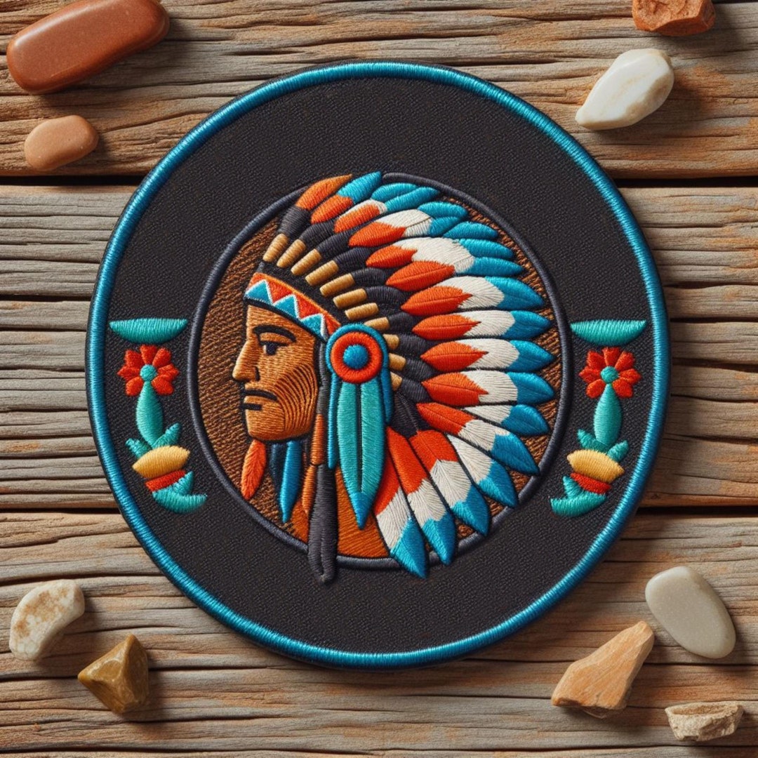 Indian Chief Patch Iron-on/sew-on Applique for Clothing Vest Jeans ...