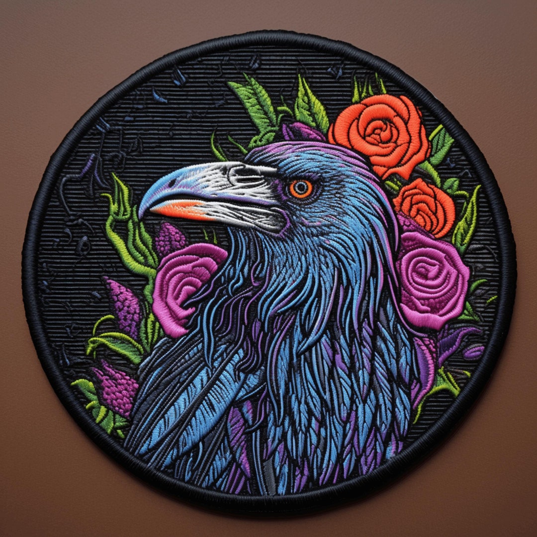 Raven Patch Iron-on/sew-on Applique for Clothing Jacket Vest Backpack ...
