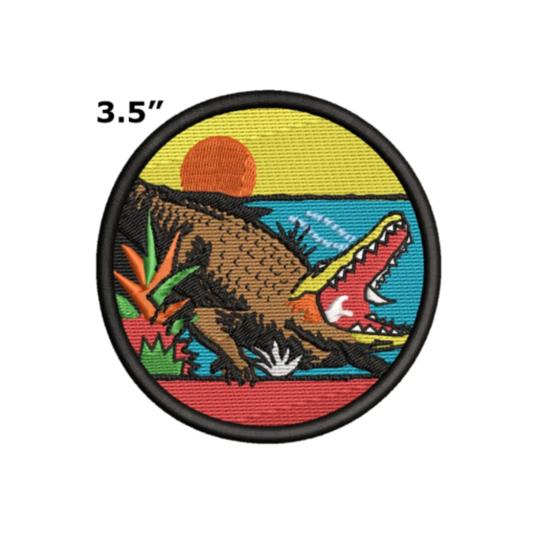 Alligator Patch Embroidered Iron-on Applique for Clothing Vest Backpack ...