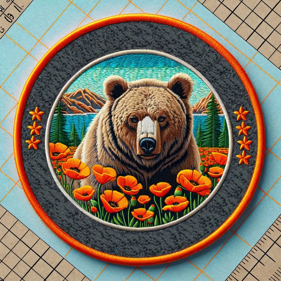 California Grizzly Bear Patch Embroidered Iron-on/sew-on Applique for ...