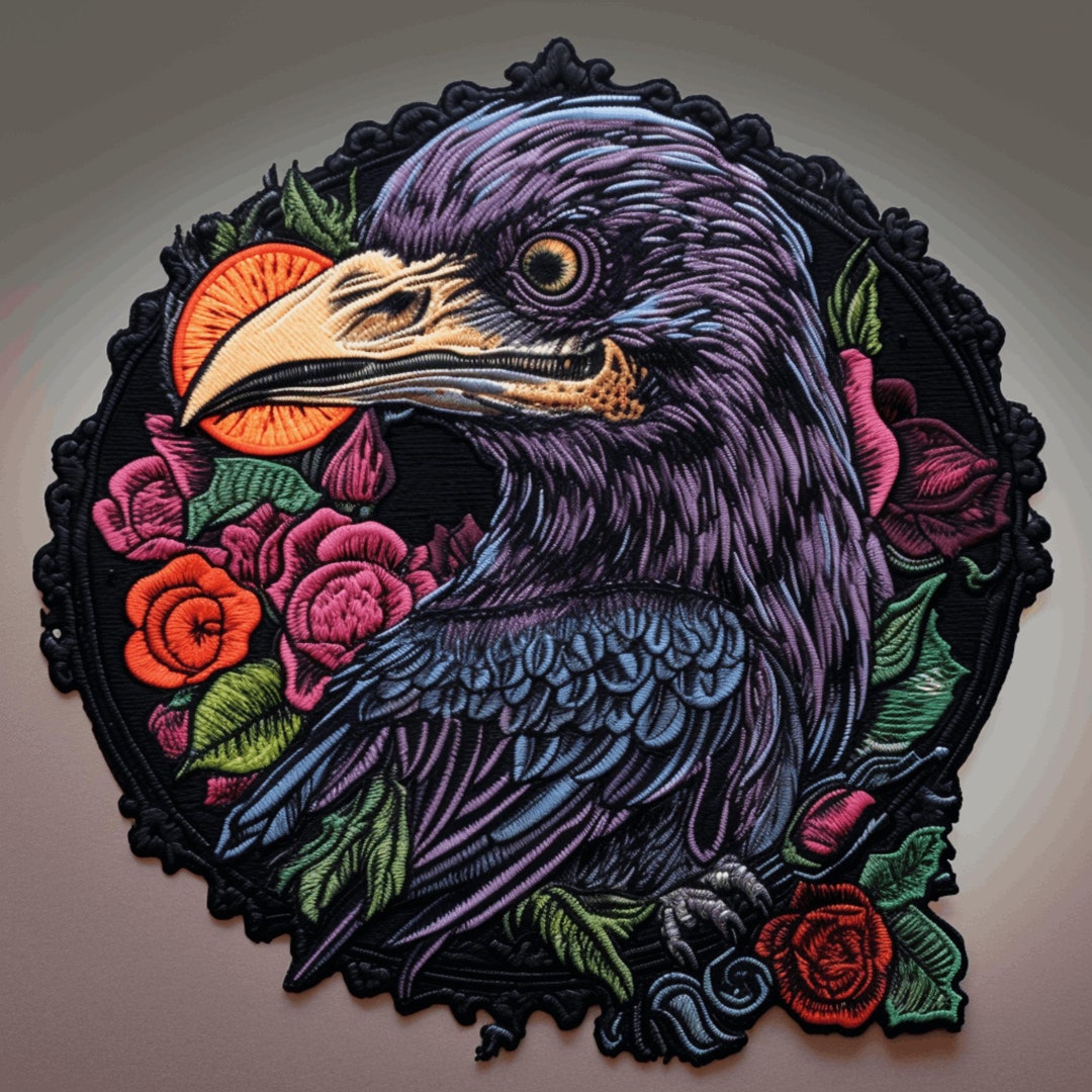 Raven Patch Iron-on/sew-on Applique for Clothing Jacket Vest Backpack ...