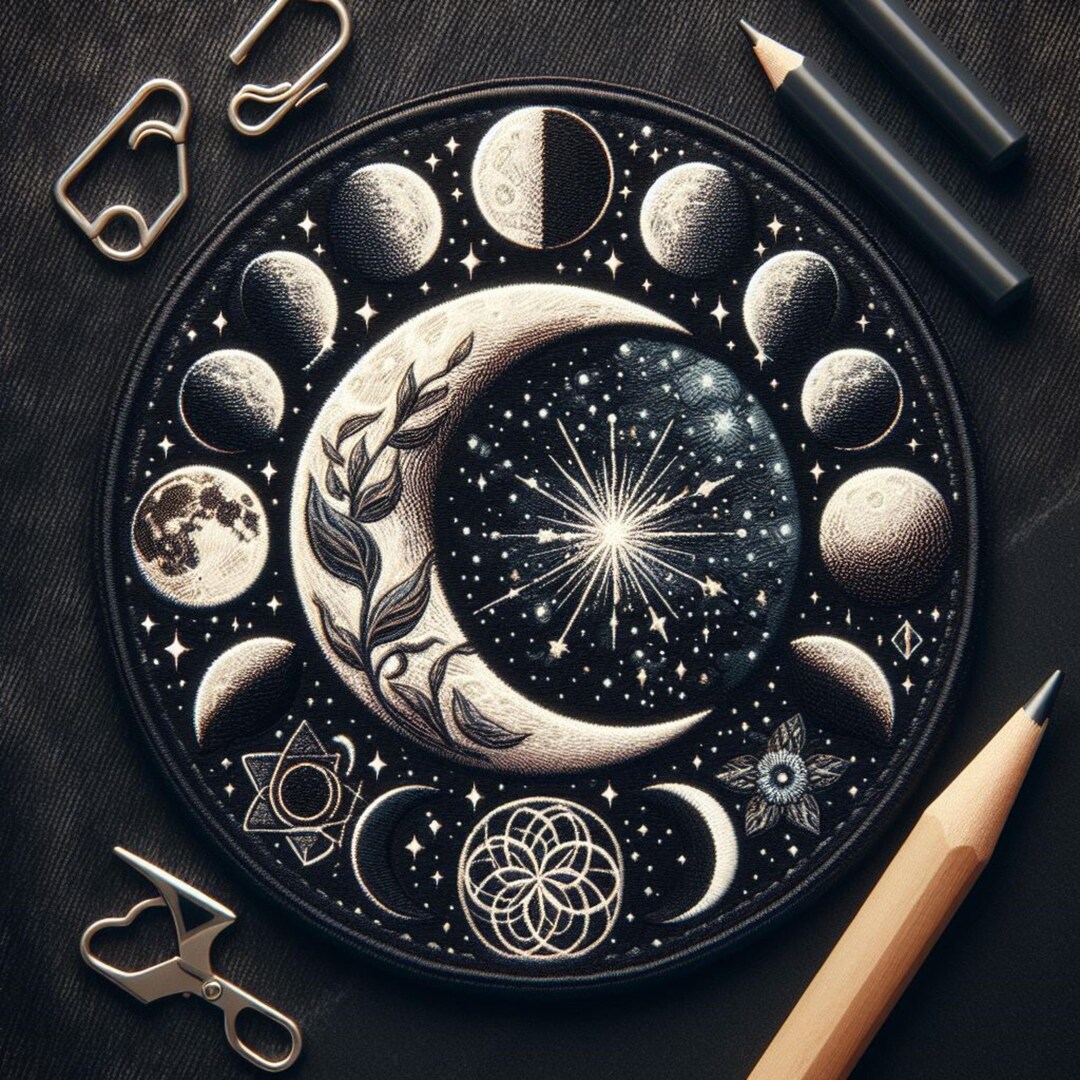 Moon Phase Patch Iron-on/sew-on Applique for Clothing Vest Jacket ...