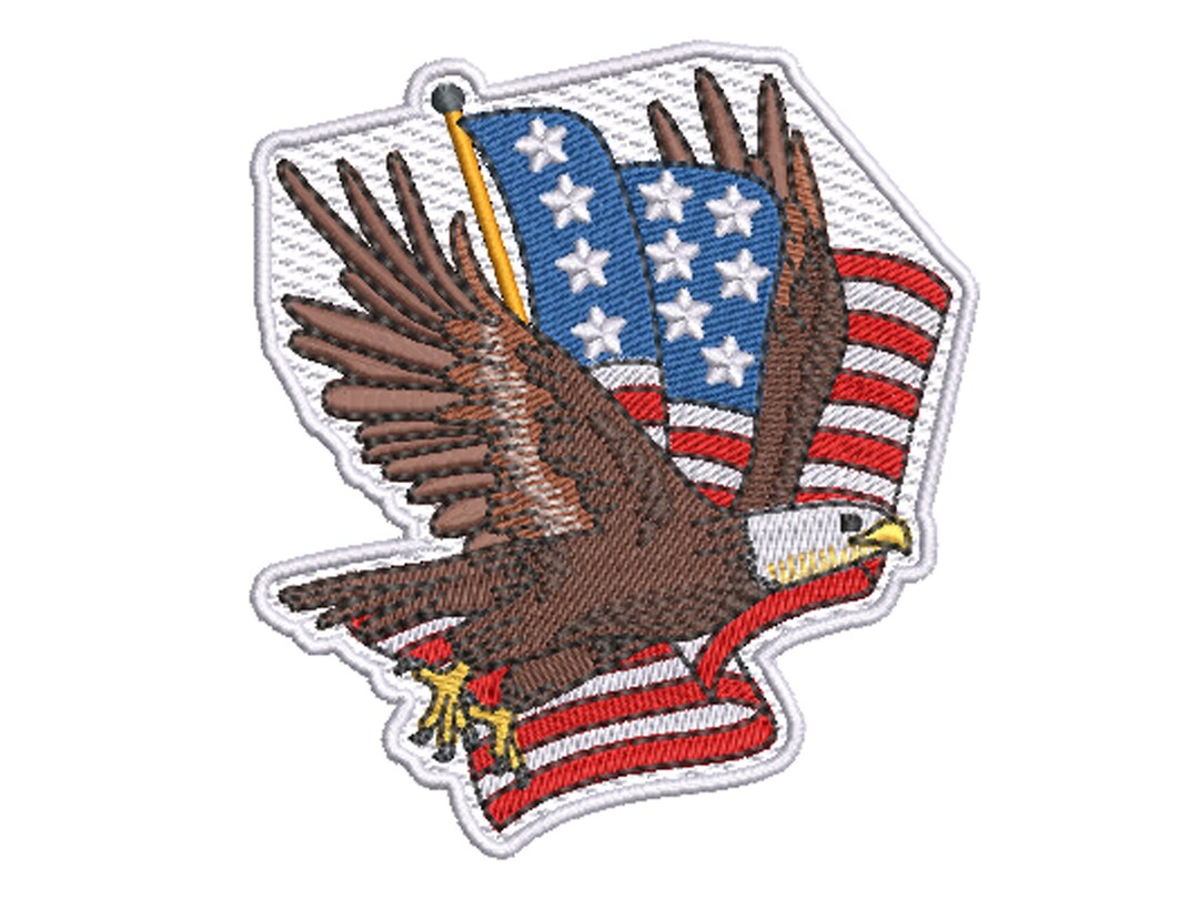 Bald Eagle American Flag Patch USA Patriotic Applique Embroidered Iron ...