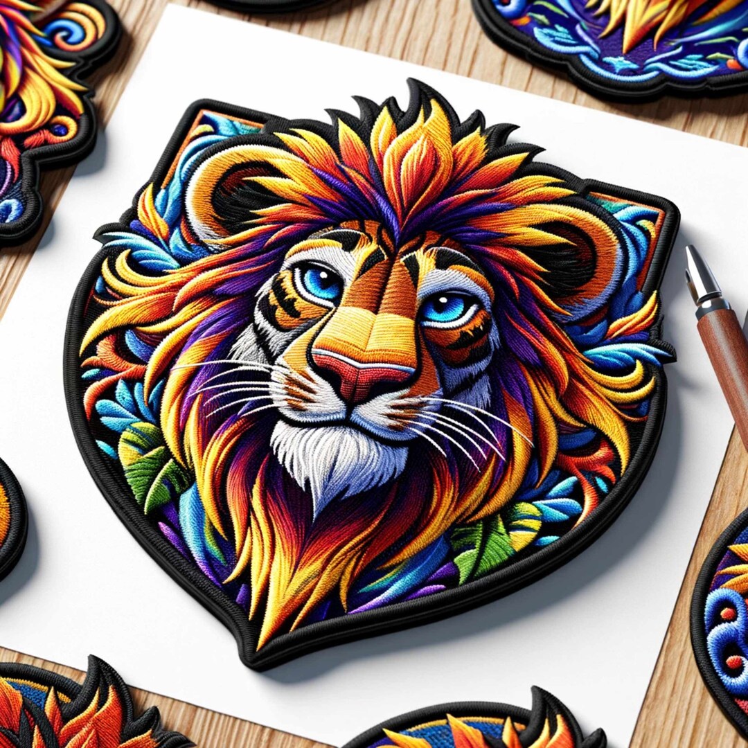 Lion Patch Iron-on/sew-on Applique for Clothing Jacket Jeans Backpack ...