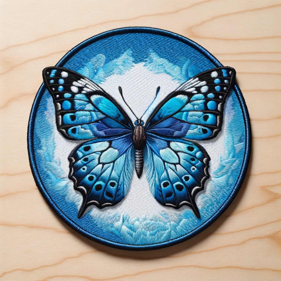 Blue Butterfly Patch Embroidered Iron-on/sew-on Applique for Clothing ...