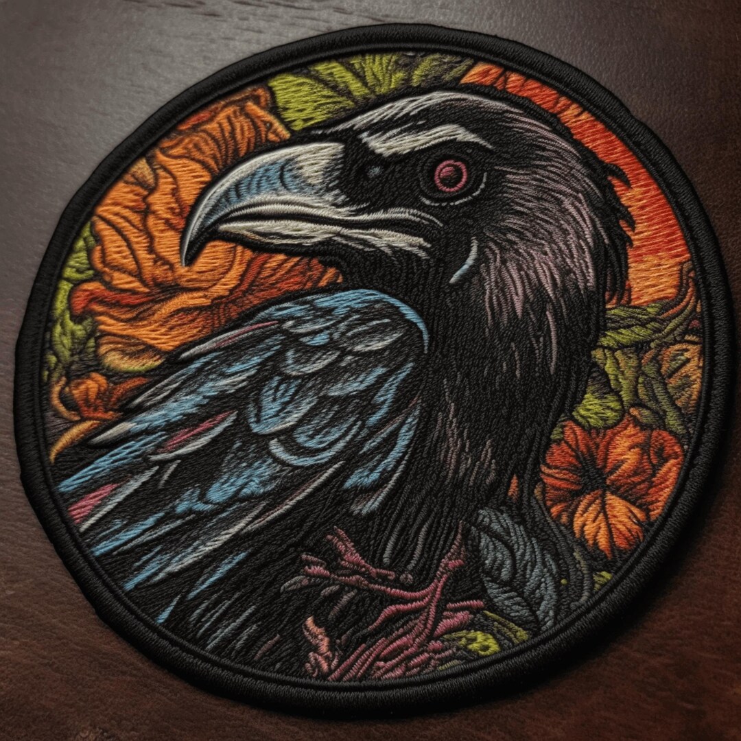 Raven Patch Iron-on/sew-on Applique for Clothing Jacket Vest Backpack ...